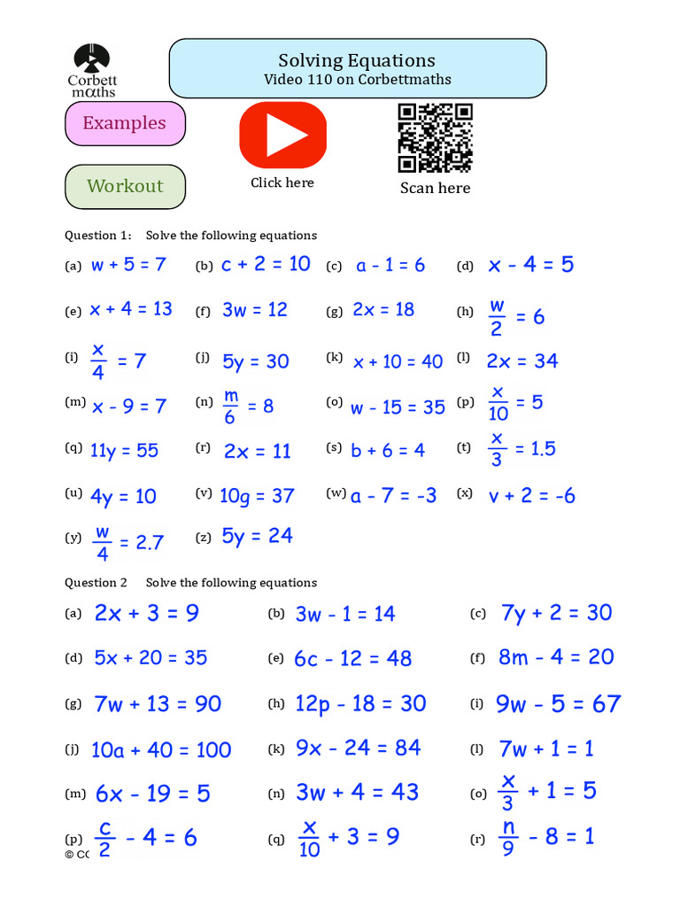 Solving Equations: Corbettmaths Video 110 | PDF | Triangle Geometry ...