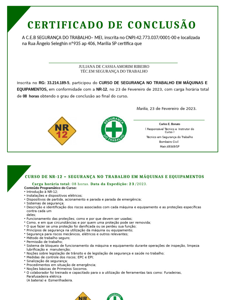 MODELO-DE-CERTIFICADO-DO-CURSO-DE-NR-12 | PDF