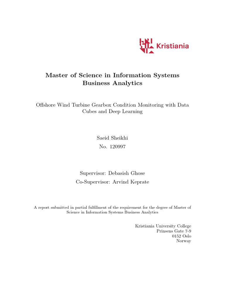 Offshore Wind Turbine Gearbox Condition Monitoring With Data Cubes and Deep Learning1 | PDF ...