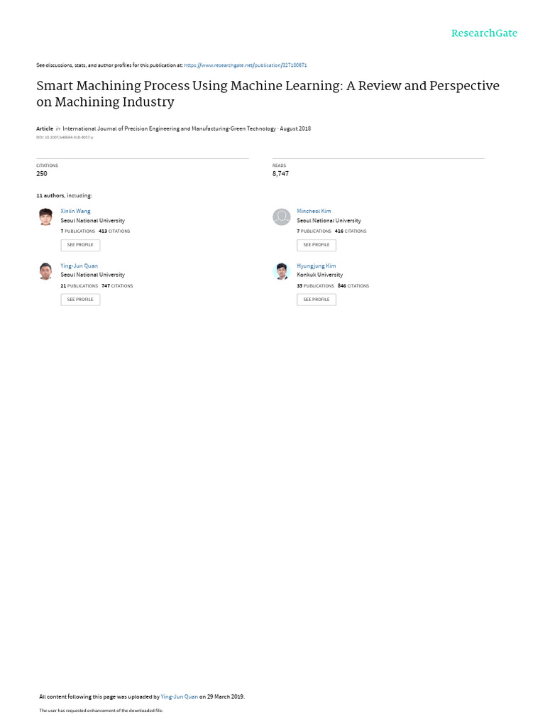 Smart Machining with AI Review | PDF | Machine Learning | Support ...