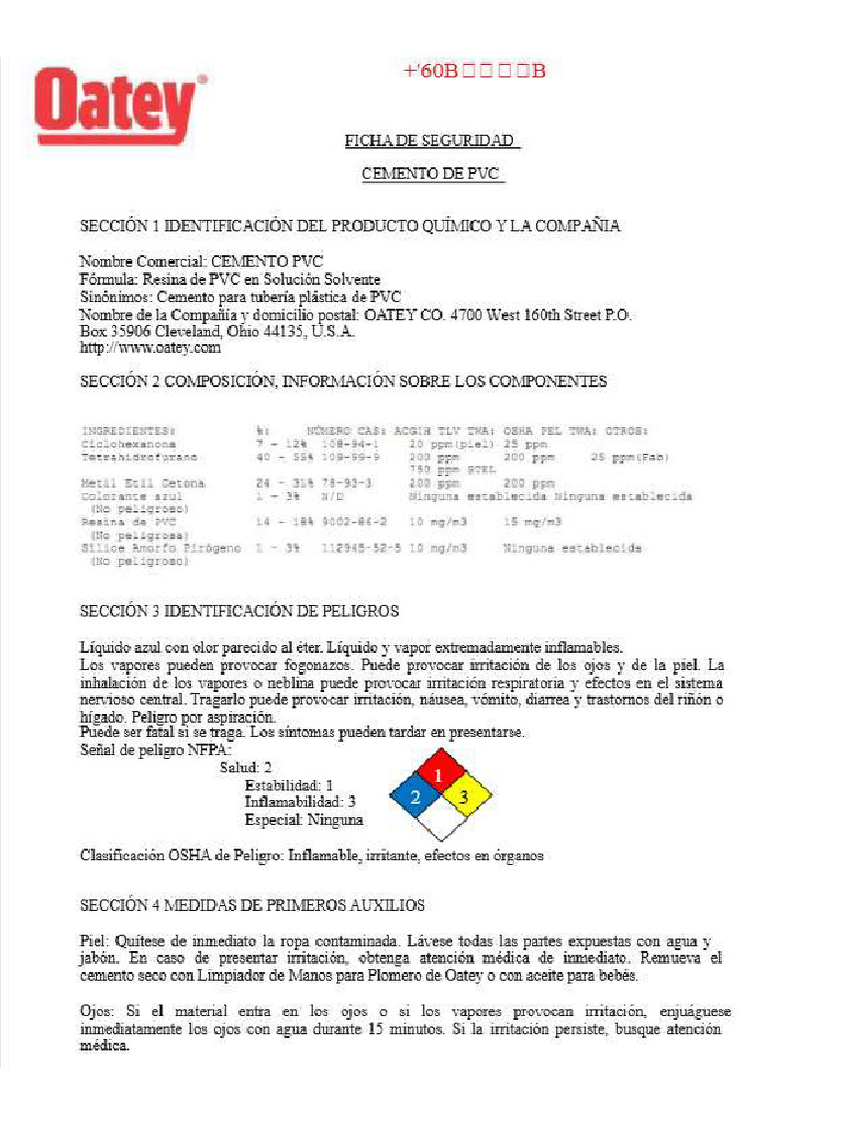 MSDS Pegamento | PDF