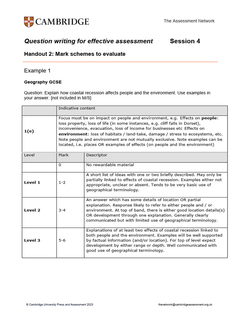 Handout 2 Mark schemes to evaluate | PDF