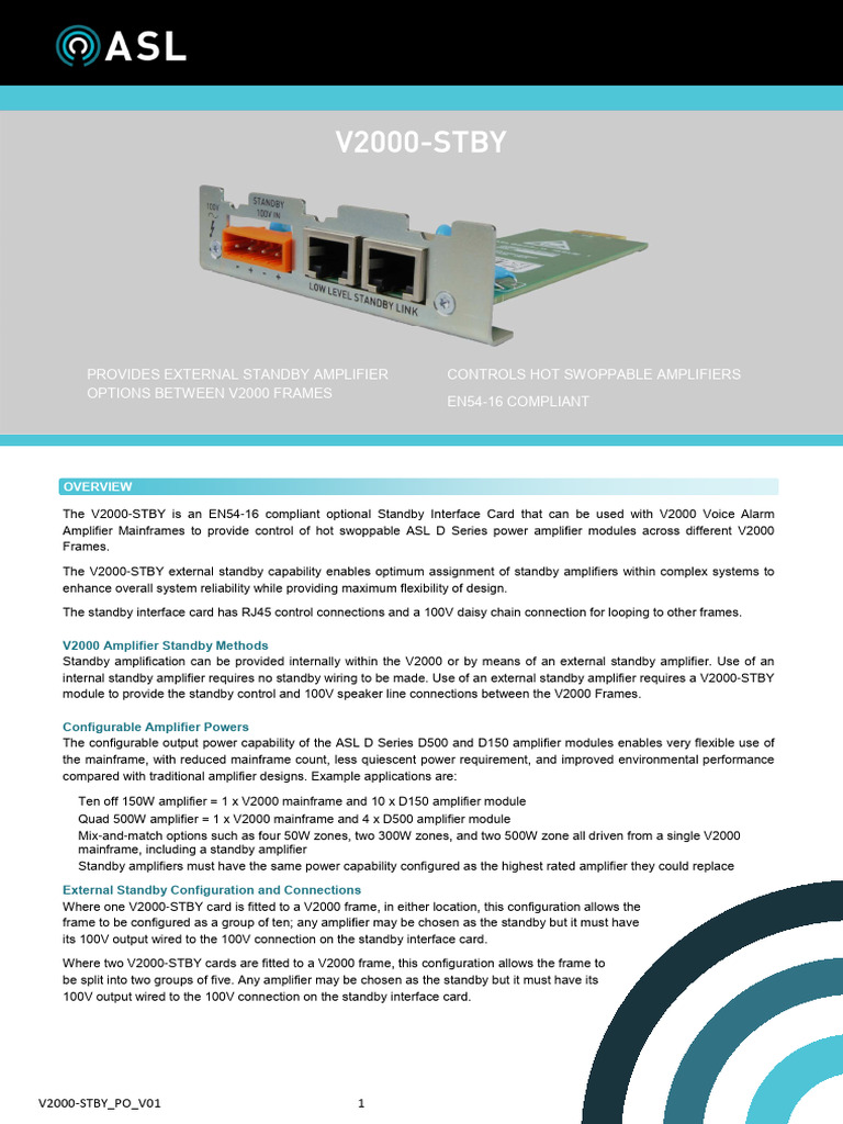 6 V2000-STBY-Datasheet | PDF | Amplifier | Computer Engineering
