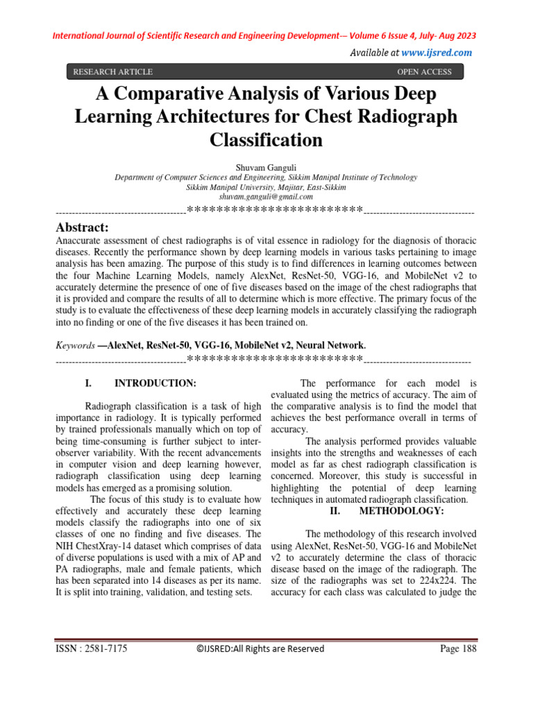 A Comparative Analysis of Various Deep Learning Architectures For Chest ...