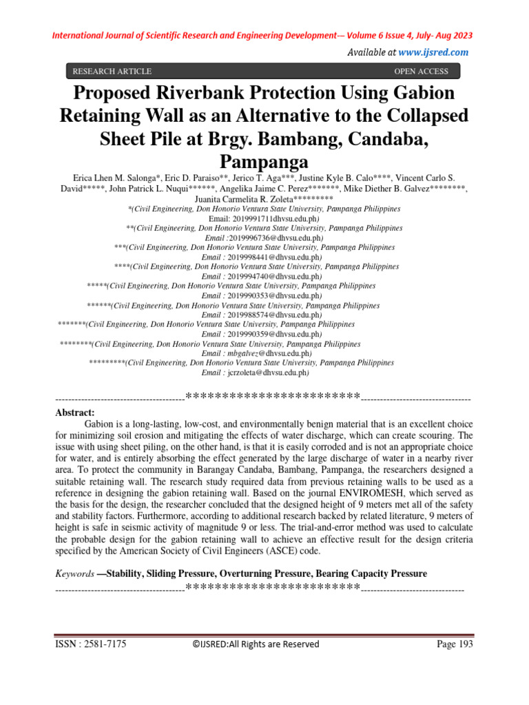 Gabion Retaining Wall for Riverbank Protection | PDF | River | Erosion