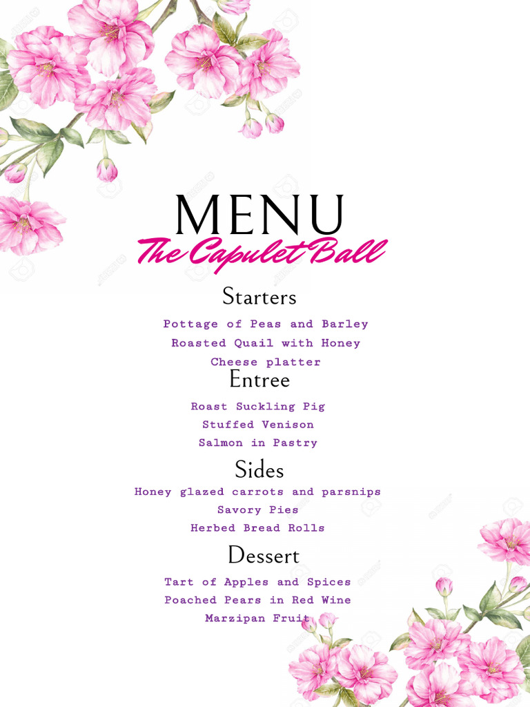 Challenge Task 3 - The Capulet Ball - MENU | PDF