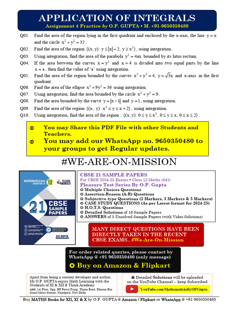 A4P-Application of Integrals | PDF | Area | Integral