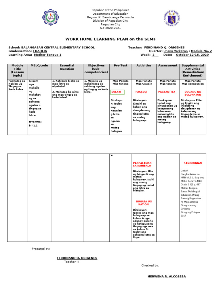 WHLP MTB Week2 | PDF