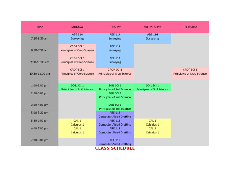Class Sched 2nd Sem | PDF