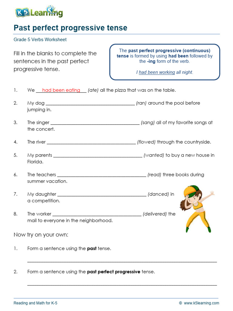 Past Perfect Progressive Tense Worksheet | PDF | Syntax | Linguistic ...
