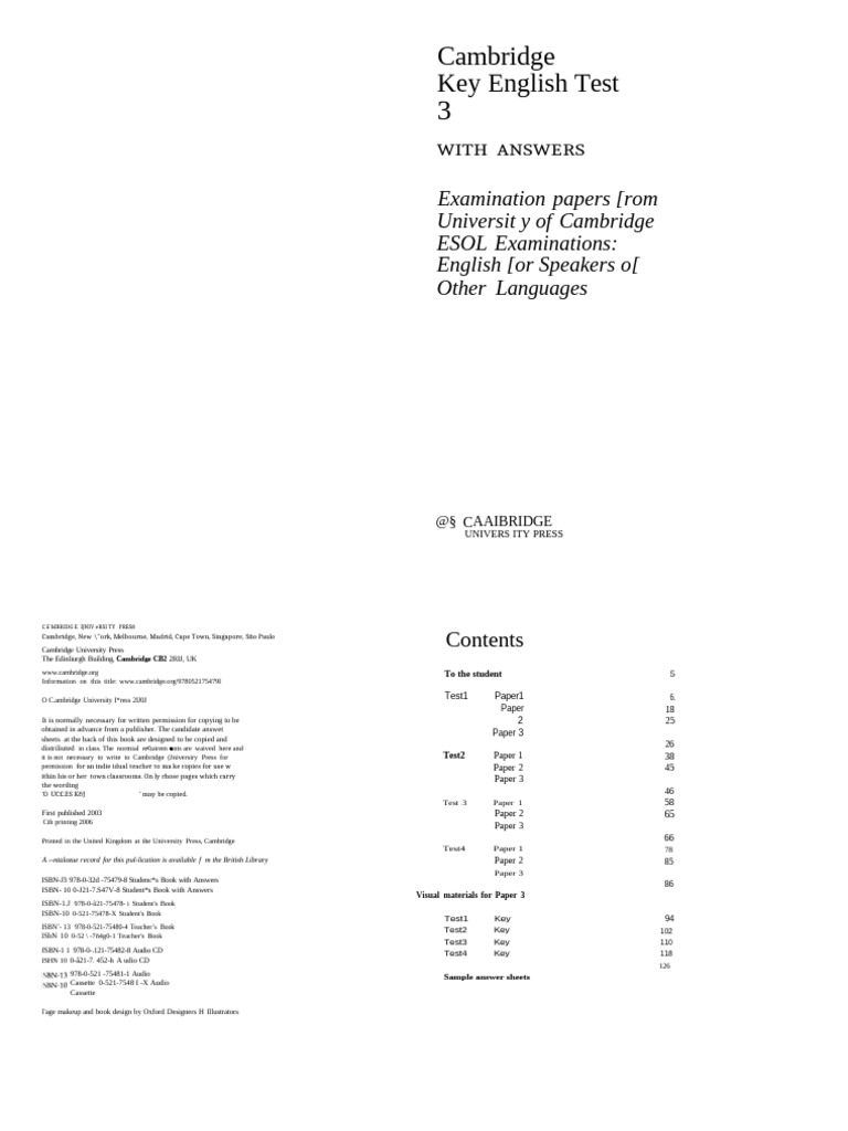 KET - CUP 3 (Book) | PDF | Books