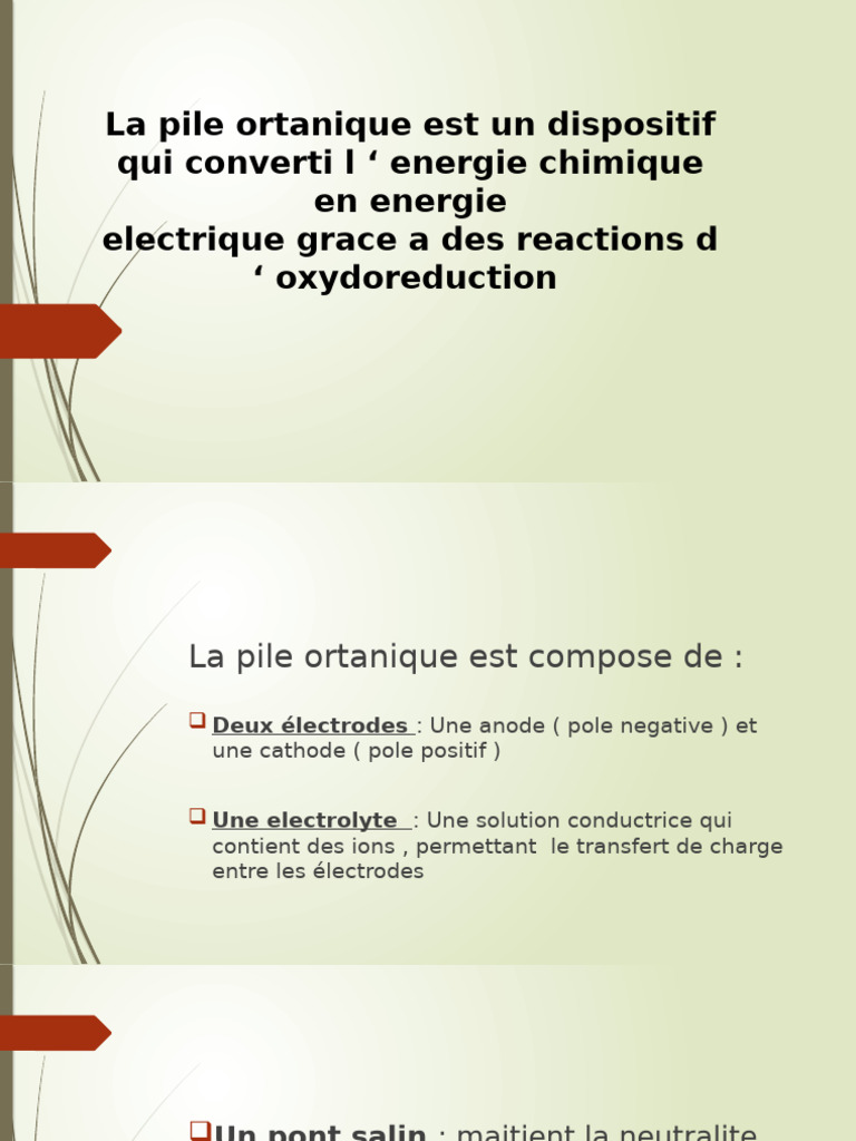 Fonction du pile voltaique | PDF
