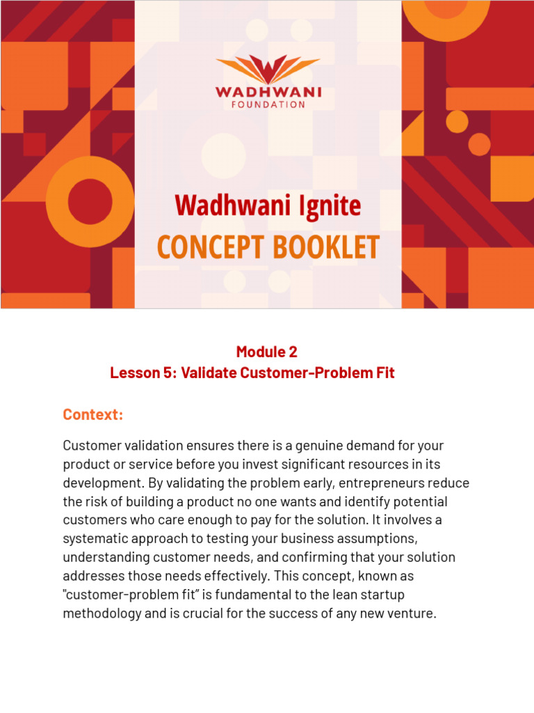 M2 - L5 Validate Customer Problem Fit | PDF | Lean Startup | Design Thinking