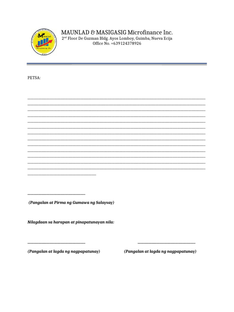 Clients Salaysay Format | PDF