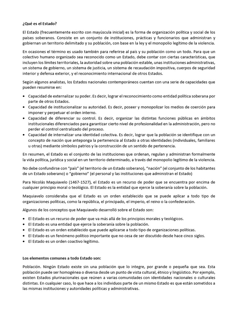 Concepto de Estado y sus formas | PDF | Estado (política) | Gobierno