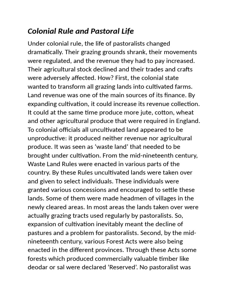 Colonial Rule and Pastoral Life | PDF | Pastoralism | Taxes