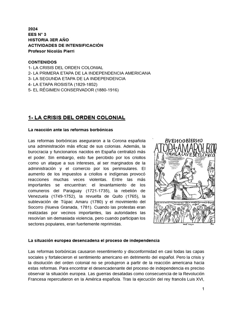 2024 - INTENSIFICACIÓN - Historia 3RO | PDF | Imperio español