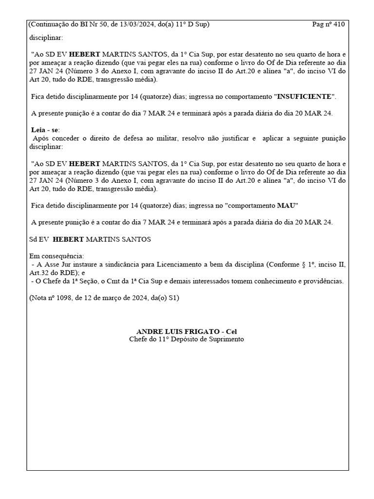 2024-03-13 O 050 Boletim Interno | PDF
