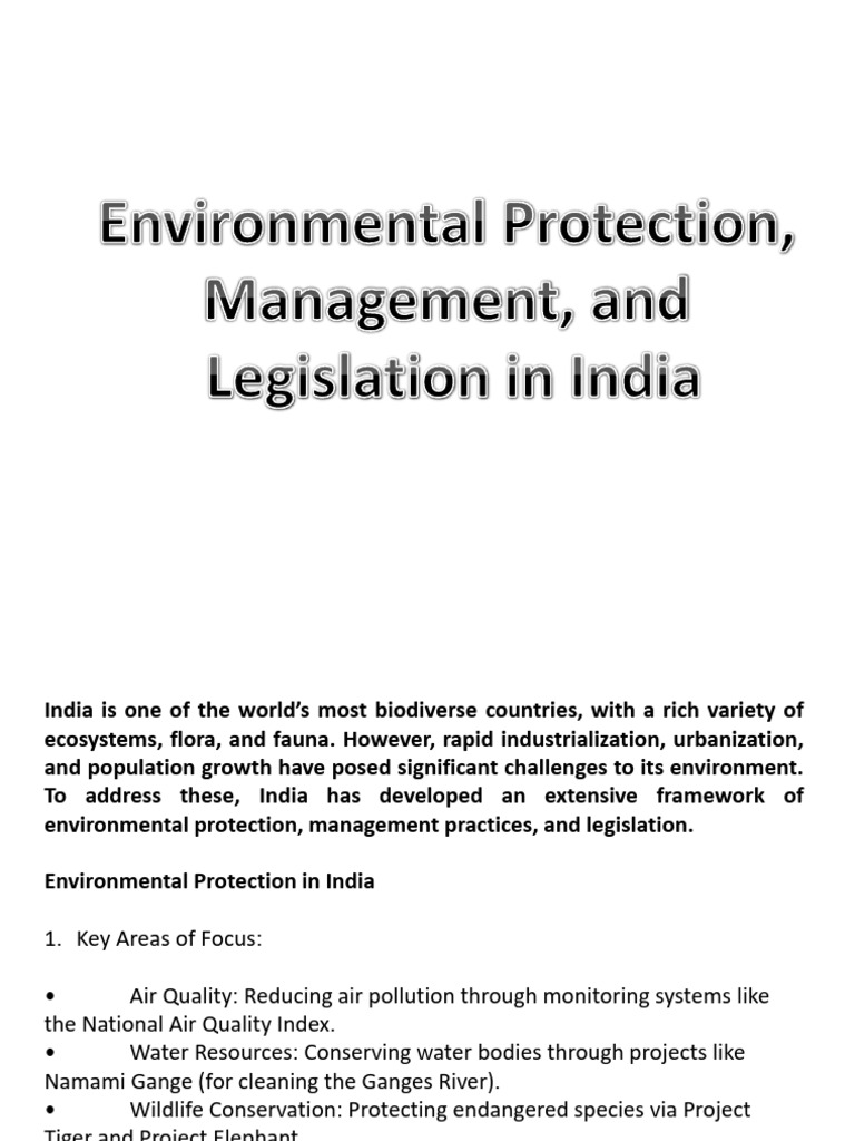 Environmental Protection, Management, and Legislation in India | PDF ...