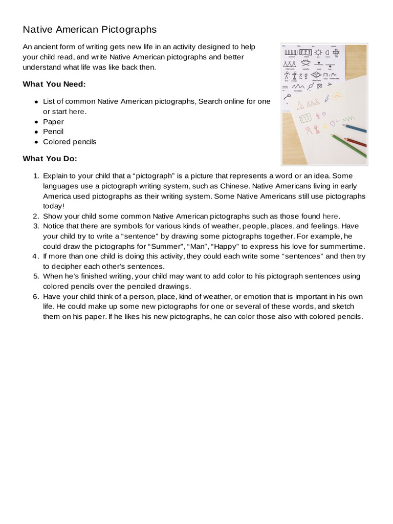 Native American Pictograph Activity | PDF
