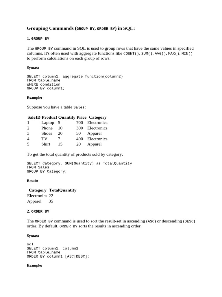 Grouping Commands | PDF