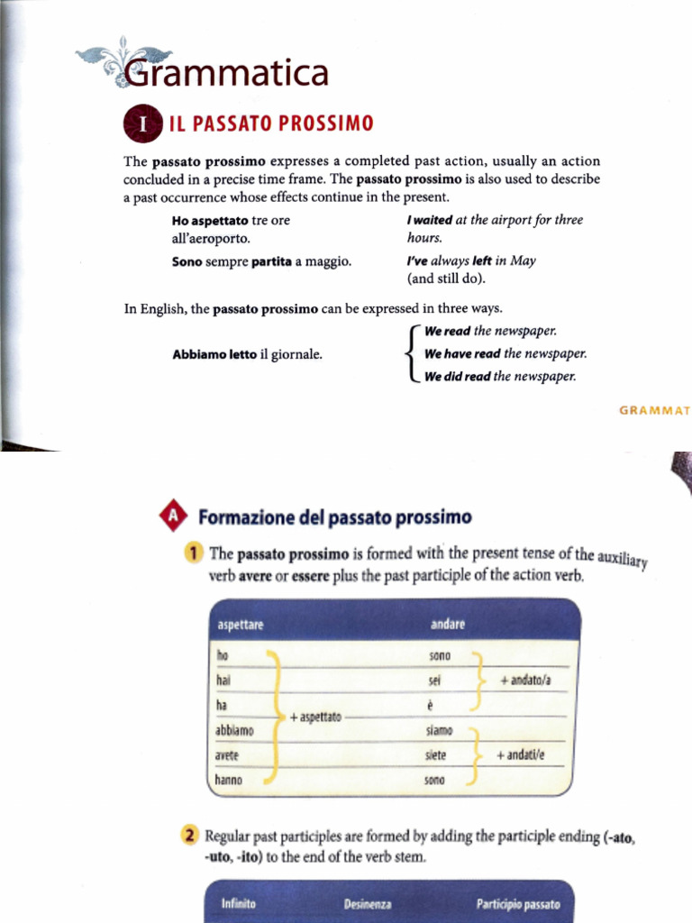 HANDOUT #3 - Passato Prossimo e Imperfetto - Sp.2025 | PDF