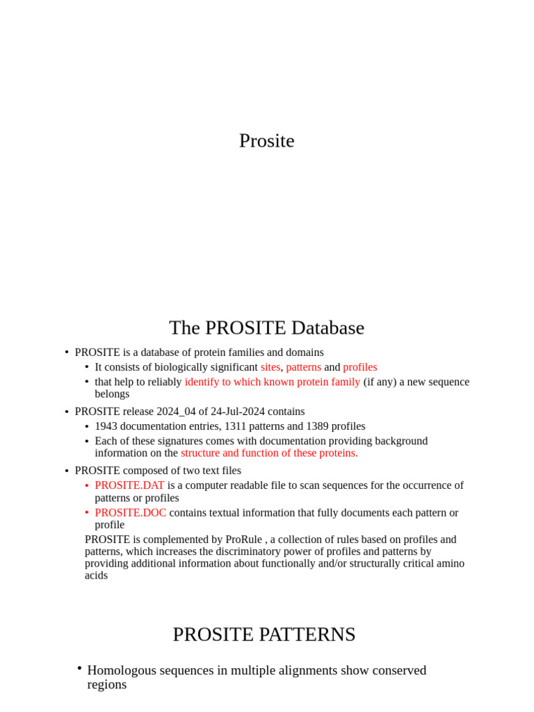 16-PROSITE-protein function pattern and profile-16-09-2024 | PDF ...