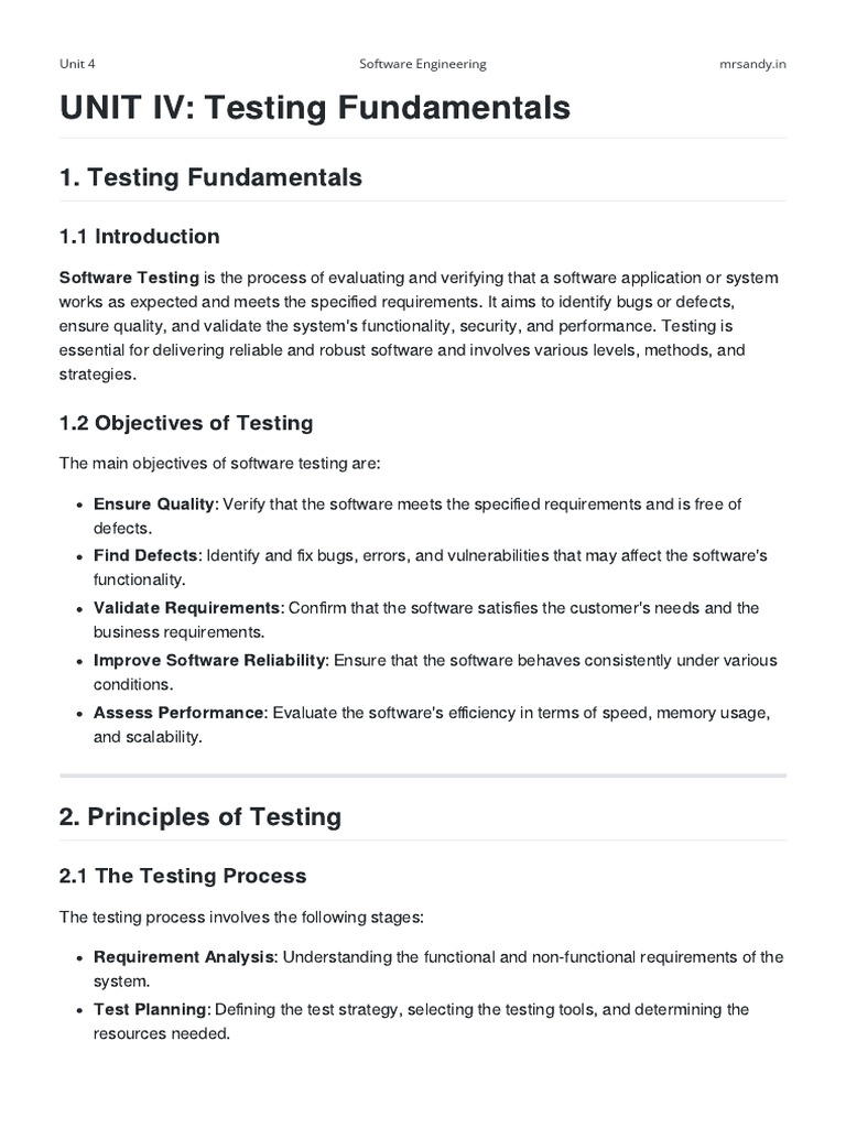 Software Engineering Unit 4 - @mrsandyy | PDF | Software Testing ...