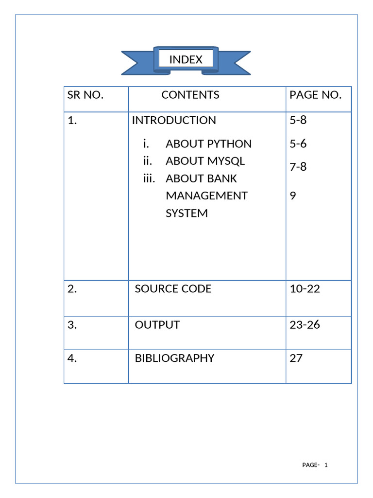 A Project Report On Bank Management System | PDF | My Sql | Python ...