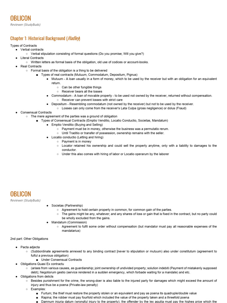 Oblicon Reviewer 1a2s | PDF | Legal Liability | Negligence