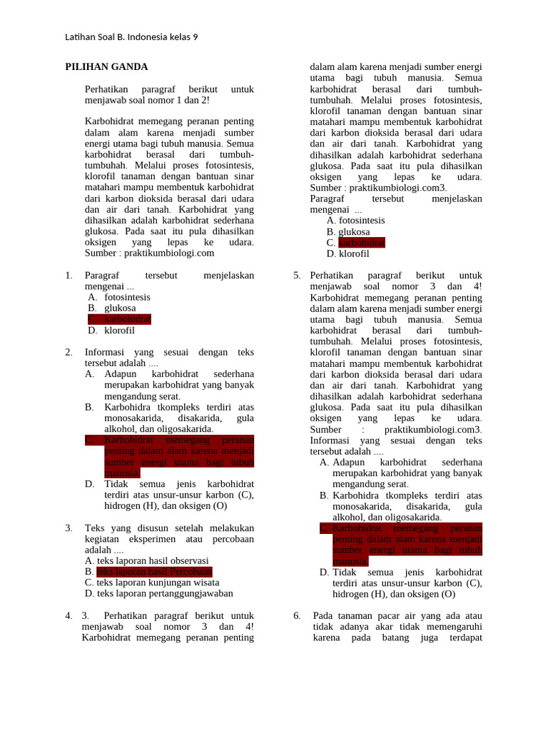 Latihan soal asas ganjil kelas 9 (4) | PDF