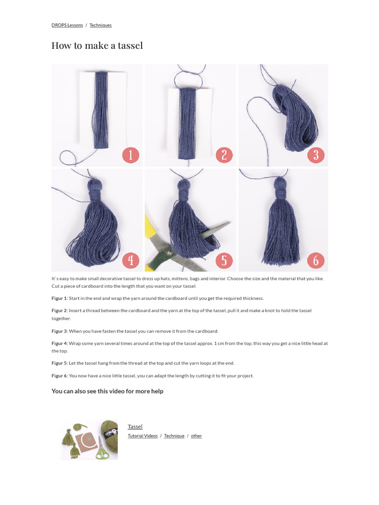 How To Make A Tassel - DROPS Lessons - Techniques | PDF