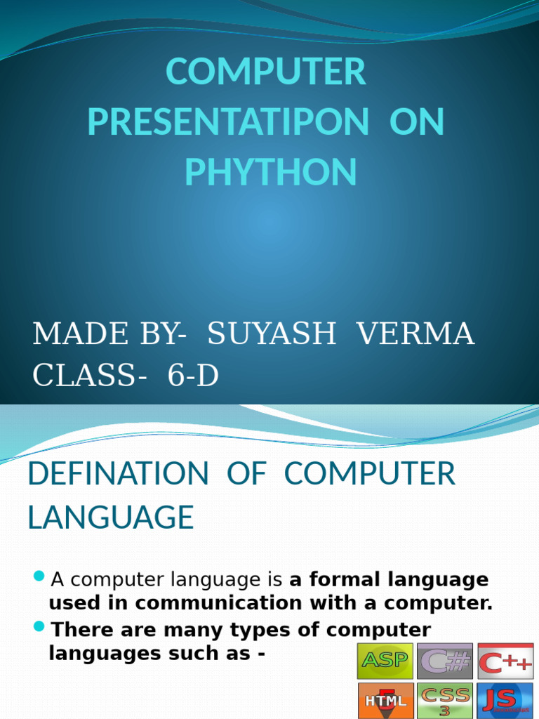 Computer Presentatipon On Phython | PDF