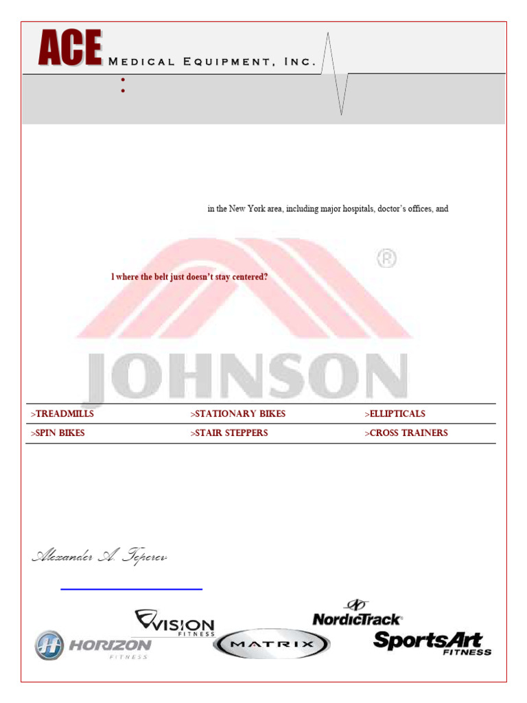 Ace Medical - Fitness Equipment Svcs | PDF