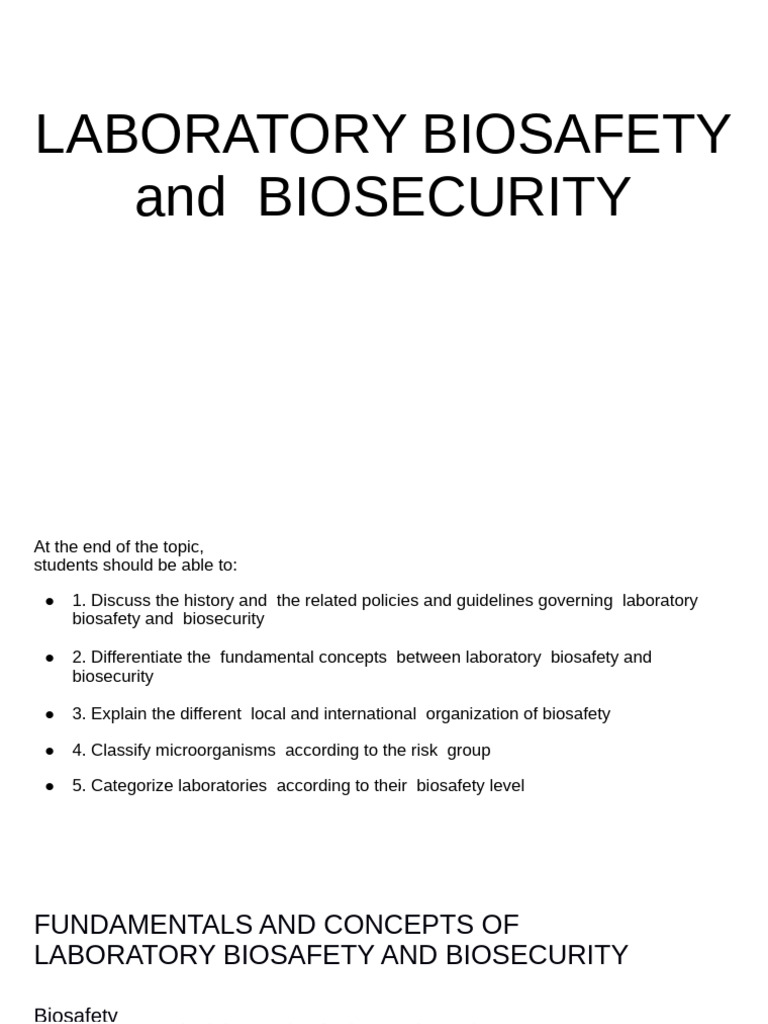 Laboratory Biosafety and Biosecurity | PDF | Infection | Safety
