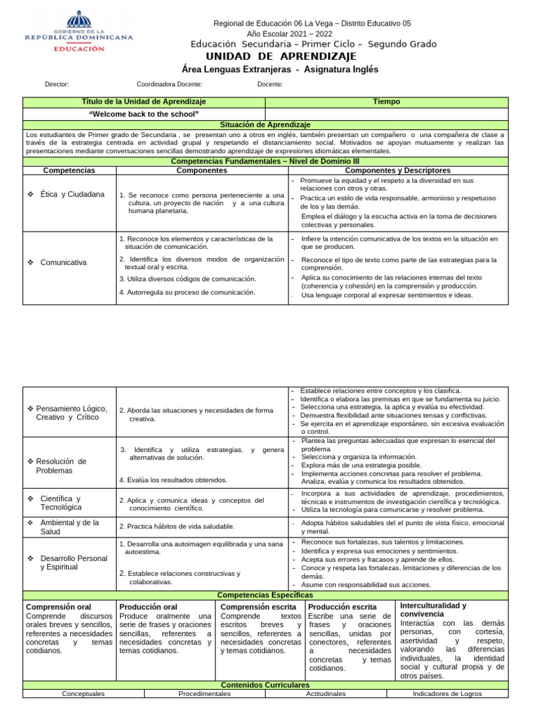 Plan de English | PDF | Aprendizaje | Las emociones