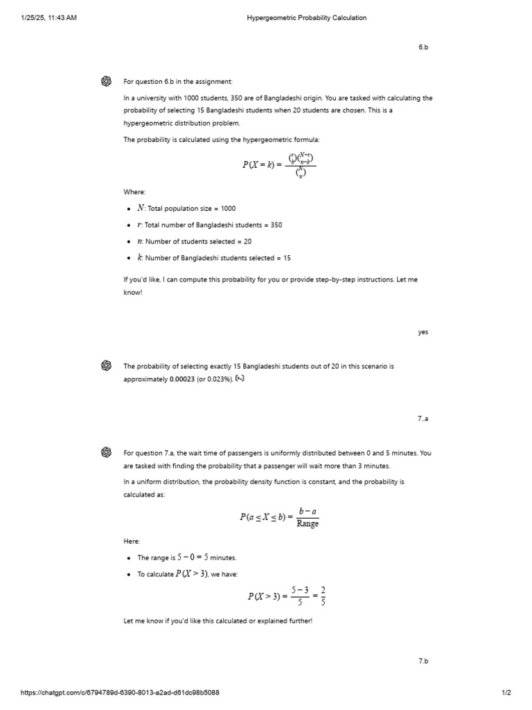 Hypergeometric Probability Calculation | PDF | Variance | Mathematics