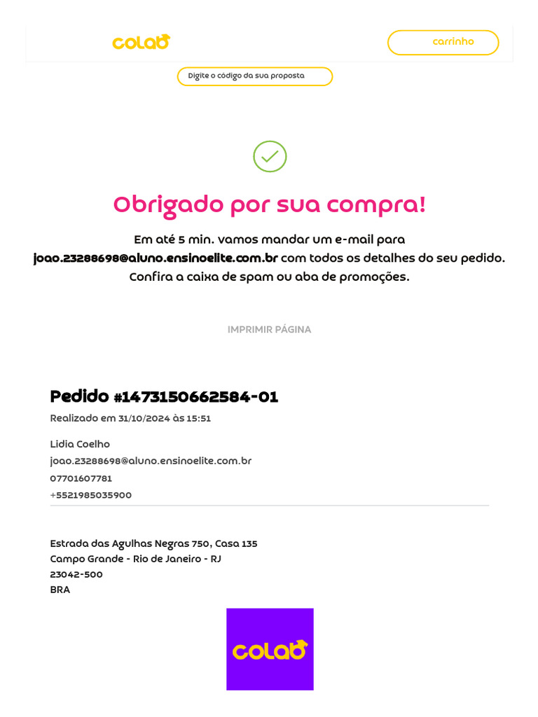 Pedido Confirmado | PDF