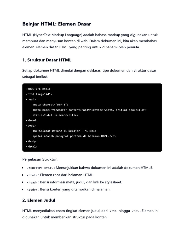 Belajar HTML Dasar | PDF