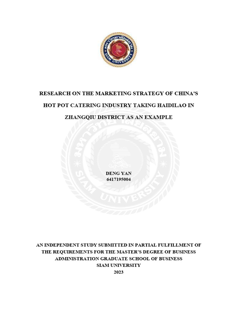 Deng Yan MBA 2023 IS Research On The Marketing Strategy | PDF ...