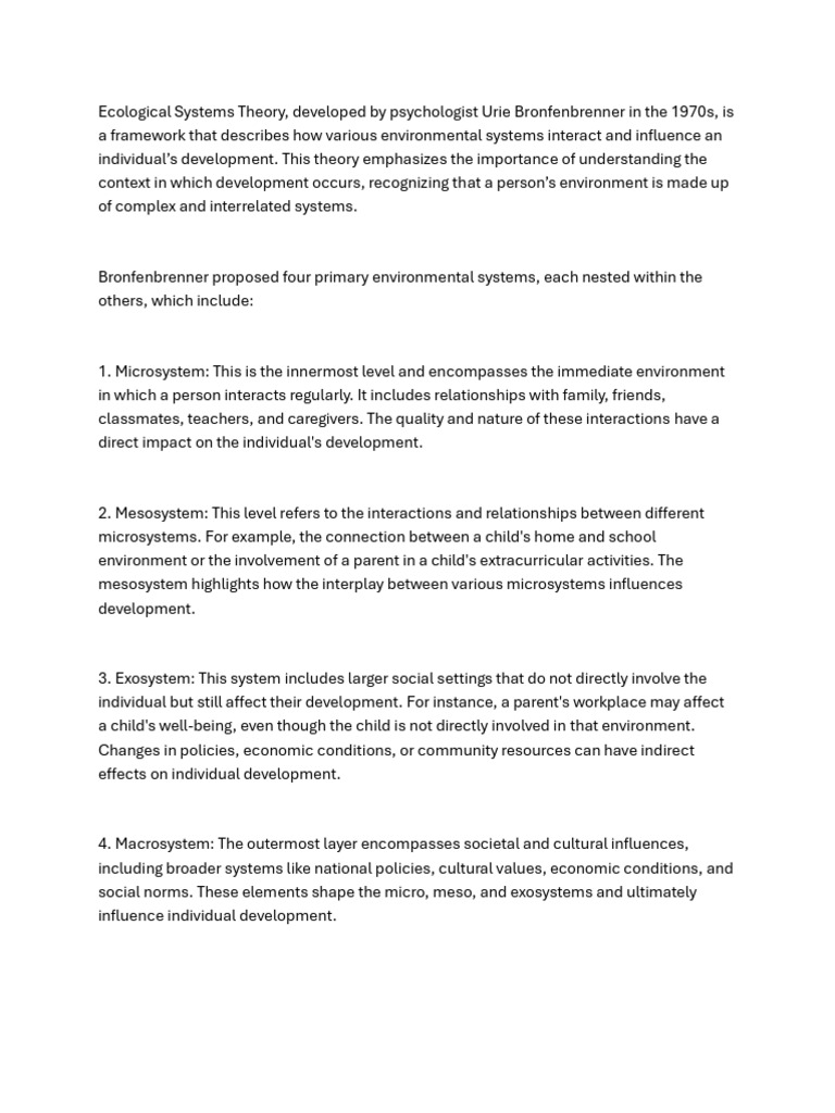 Understanding Ecological Systems Theory | PDF | Liberal Arts Education ...