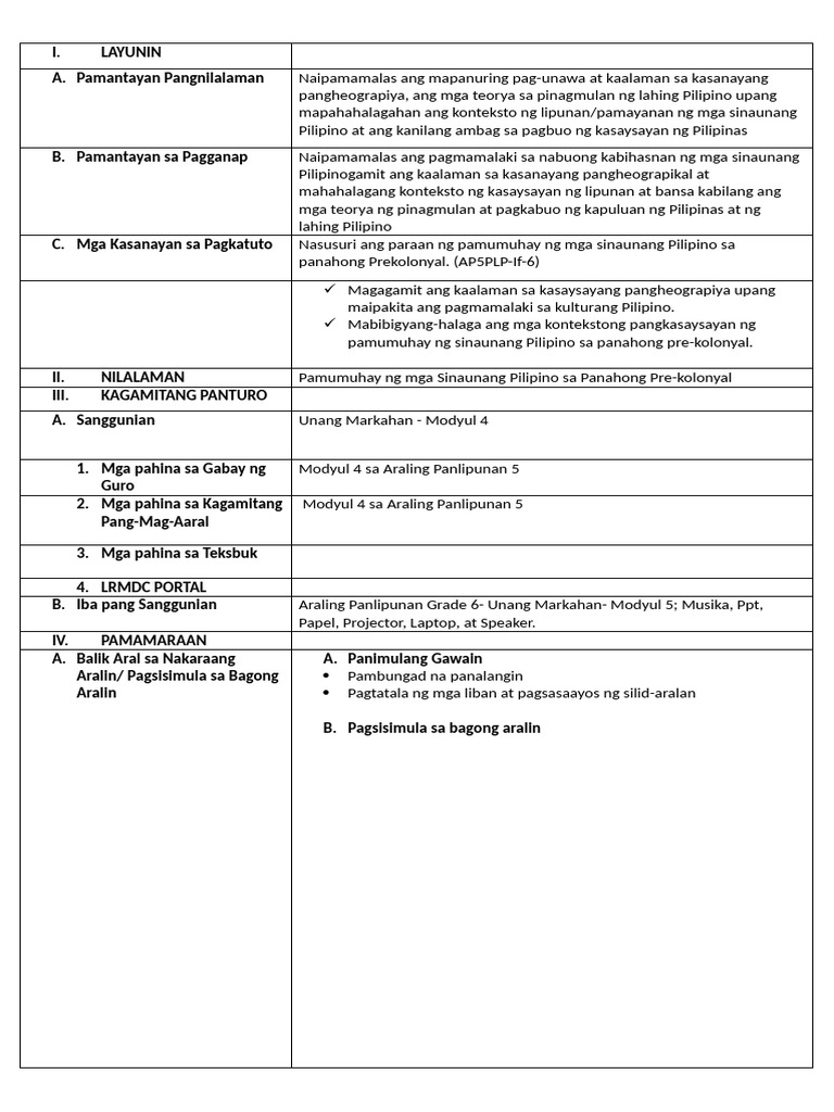 Layunin in Lesson Plan | PDF