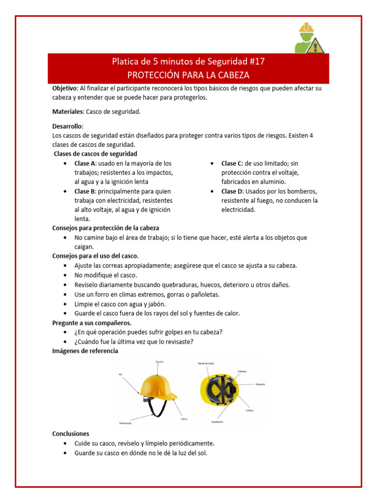Protección y Uso de Cascos de Seguridad | PDF