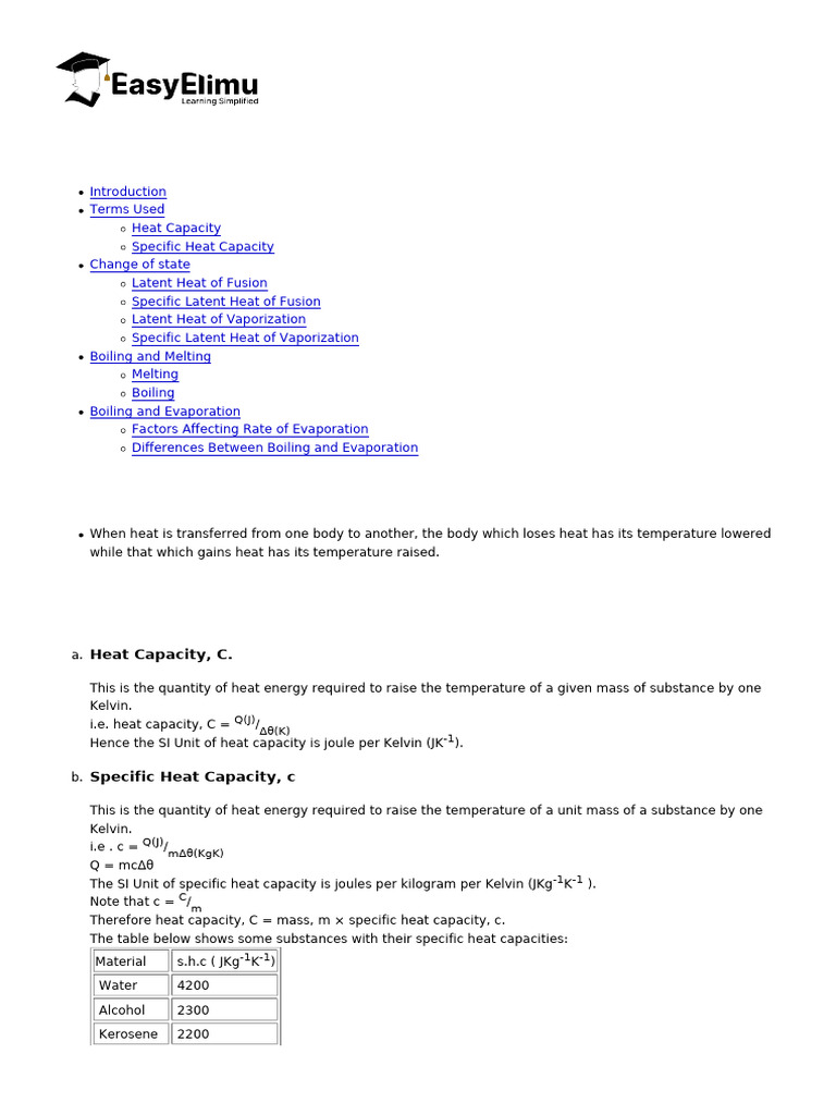 Heat Quantities in Form 3 Physics | PDF | Evaporation | Boiling