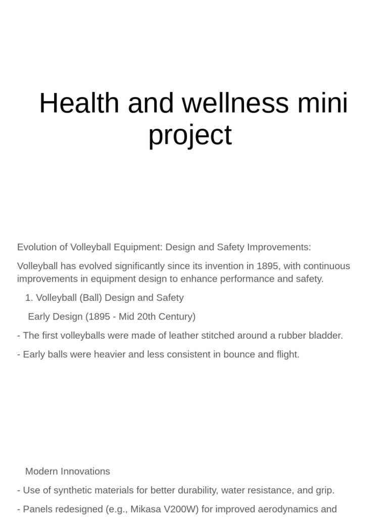 Health and Wellness Mini Project | PDF | Volleyball | Shoe