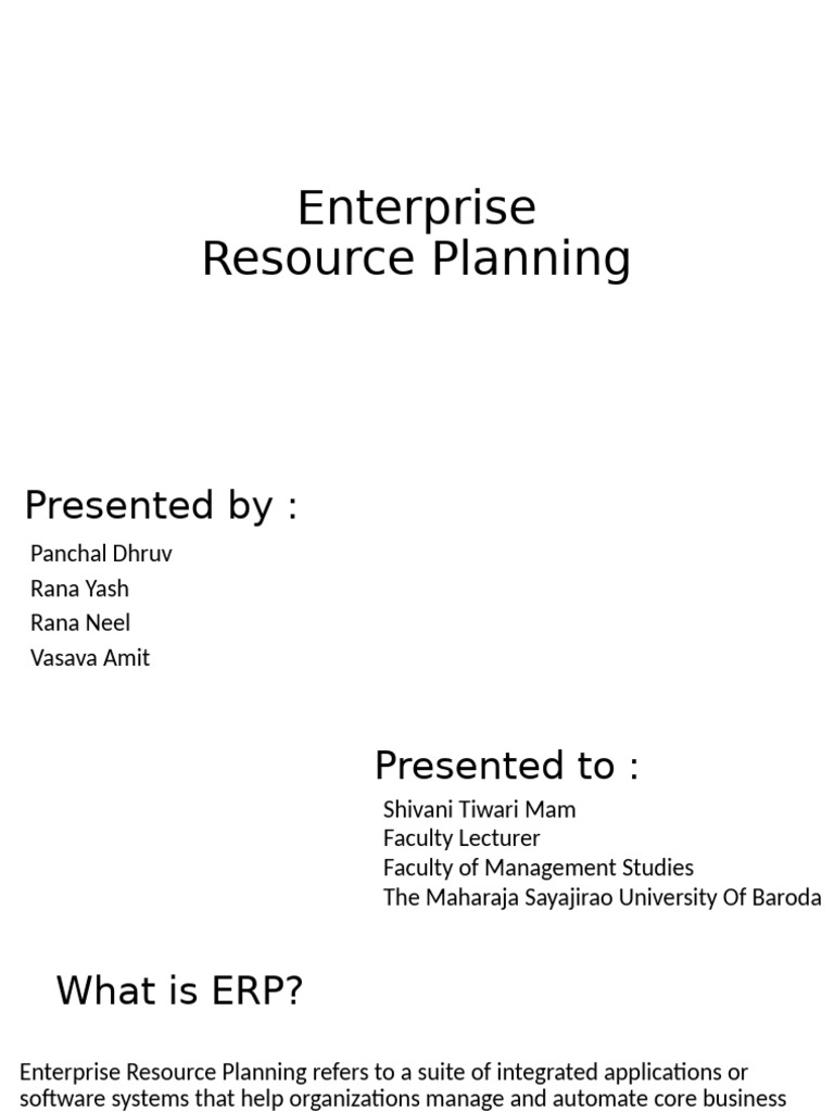 ICT Presentation ERP[1][1] | PDF | Enterprise Resource Planning | Cloud Computing