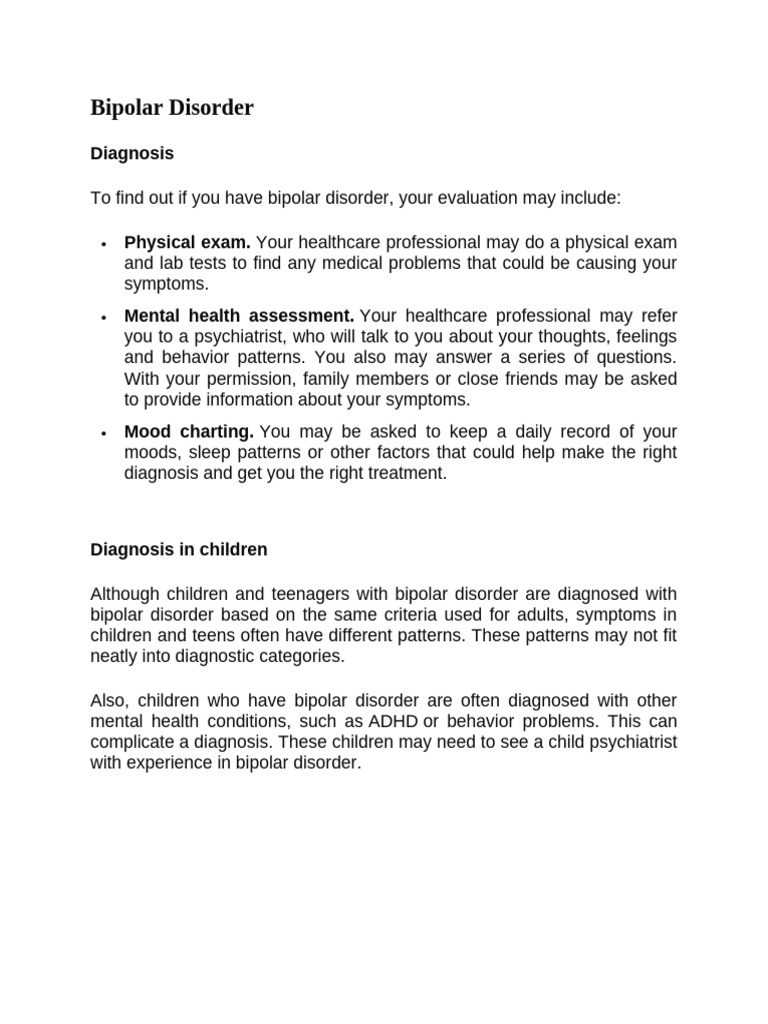 Bipolar Disorder Diagnosis Guide | PDF