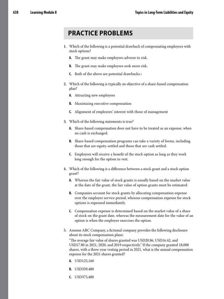 Long-Term Liabilities and Equity Practice | PDF | Lease | Employee ...