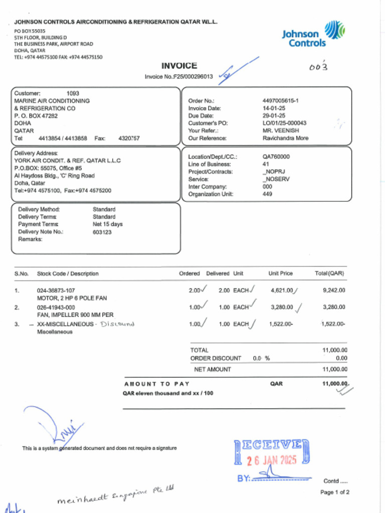 Johnson Invoice and DN | PDF
