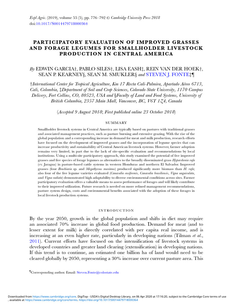 Garcia - Et - Al - 2019 - Participatory - Evaluation - of - Improved - Grasses - and - Forage ...